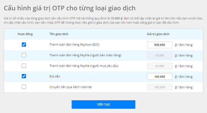 Payoo - Hướng dẫn cài đặt cấu hình OTP